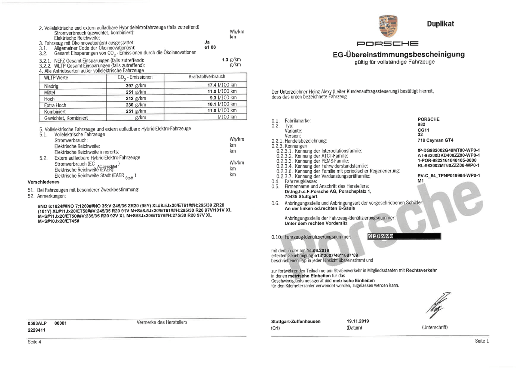 COC papers PORSCHE car Certificate of conformity | Free shipping – COC ...