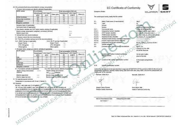 COC papers SEAT car Certificate of conformity | Free shipping – COC-Online
