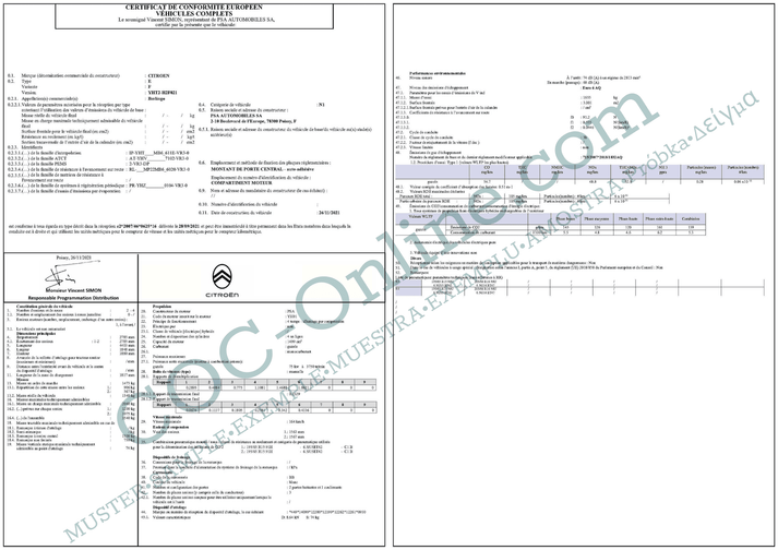 COC papers CITROEN car Certificate of conformity | Free shipping – COC ...