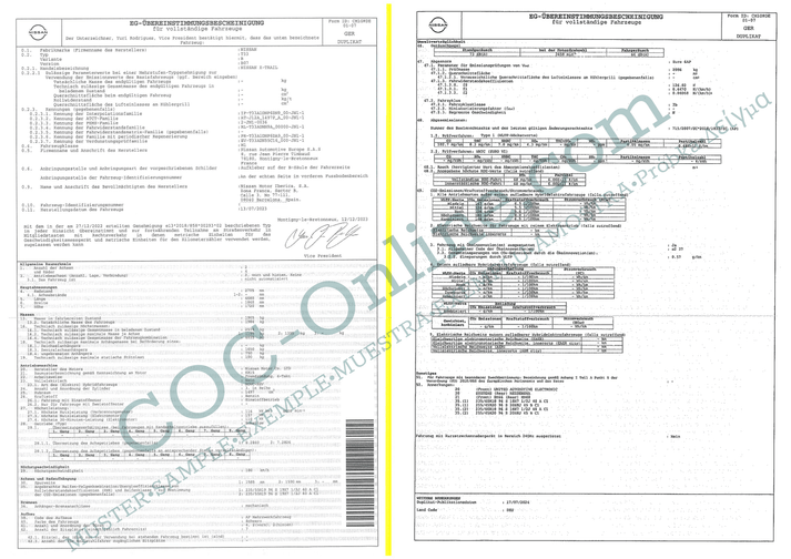 COC papers NISSAN car Certificate of conformity | Free shipping – COC ...